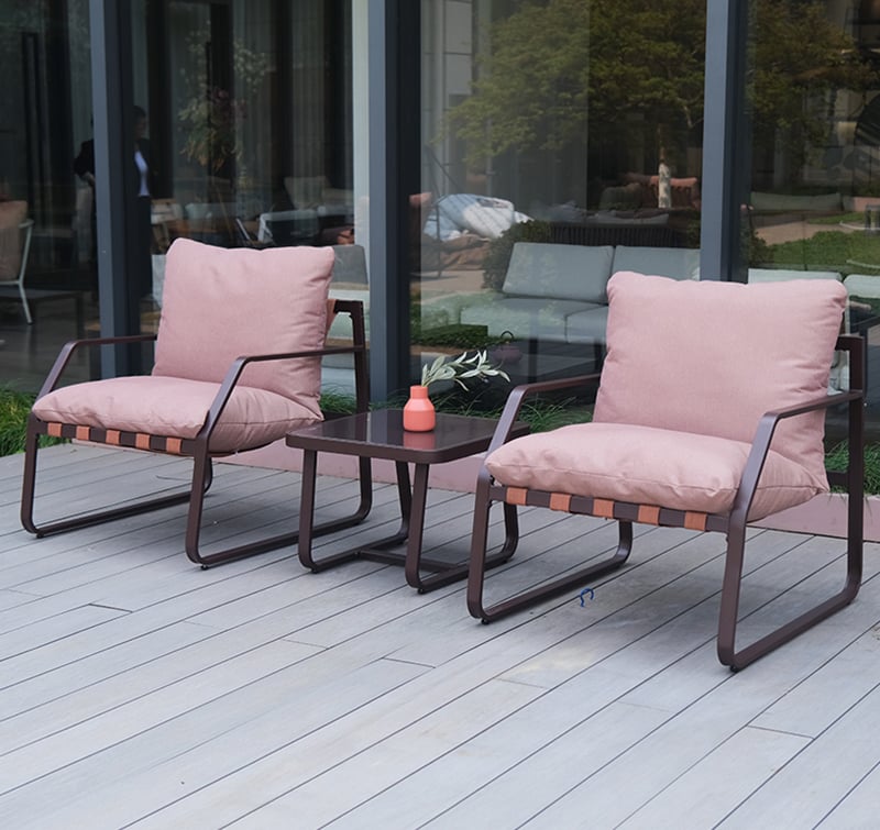 3-Piece Outdoor Sofa Set Bistro Set Featuring Steel Frame and Tempered ...